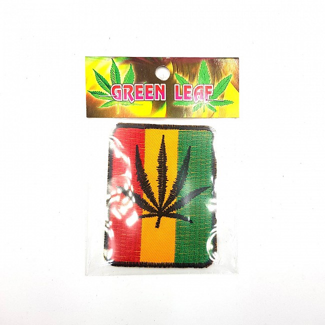 Iron on Embroidered Patch of Rasta Leaf